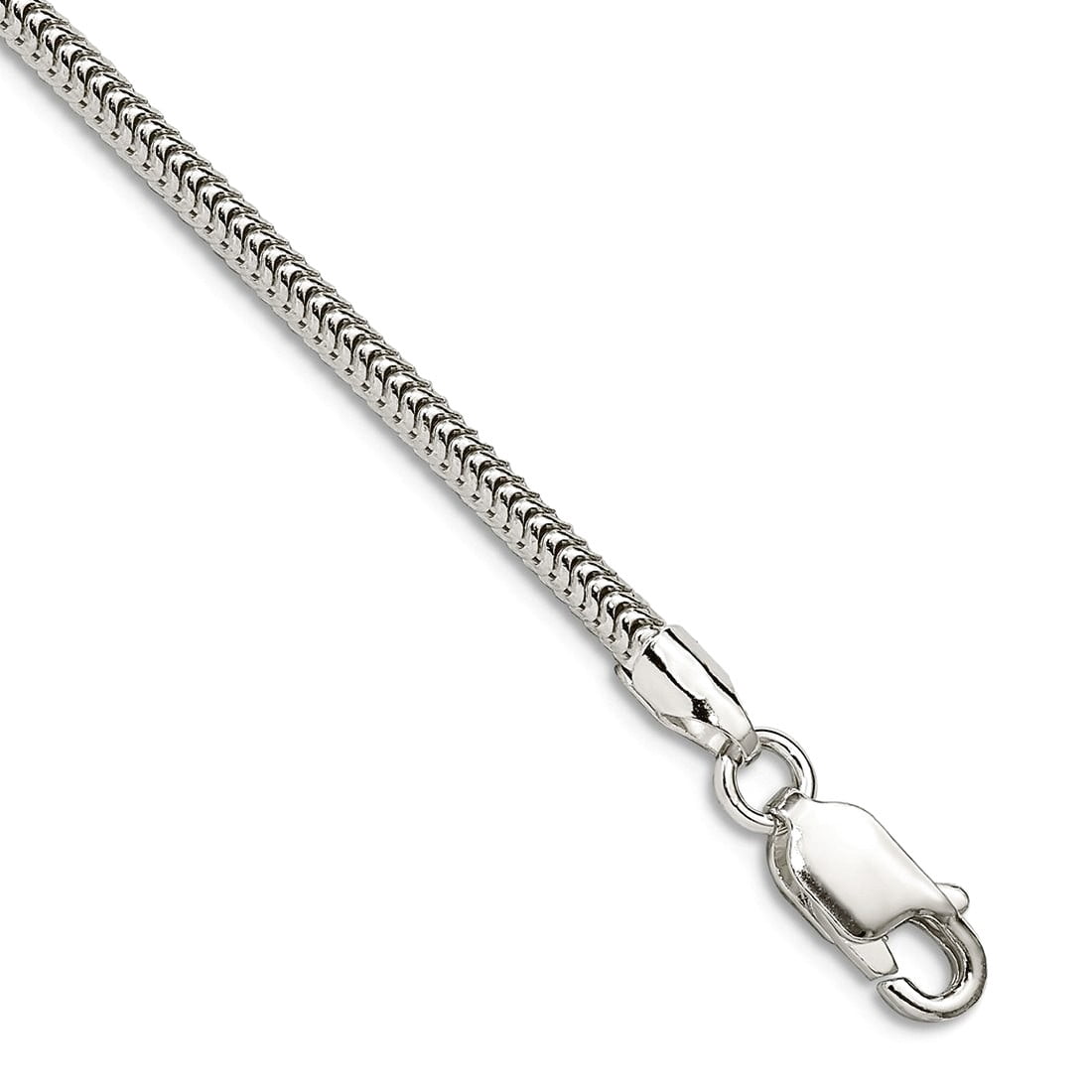 925 Sterling Silver Polished 2.5mm Round Snake Chain Bracelet 7 Inch ...