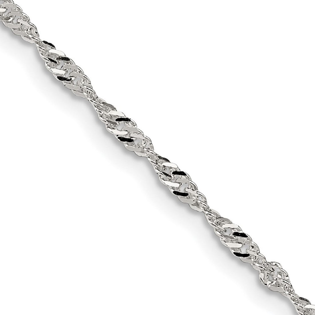 925 Sterling Silver Polished 2mm Singapore Chain Necklace 16 Inch ...