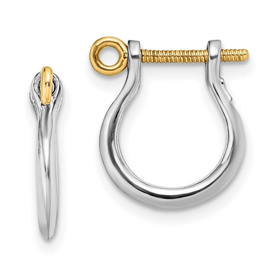 925 Sterling Silver Polished 3d Small Shackle With 14k Screw Earrings ...