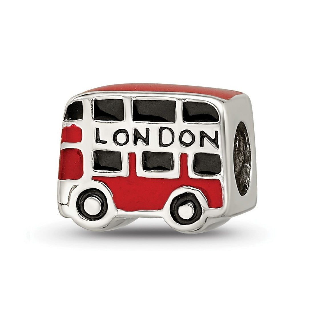 925 Sterling Silver Polished Artisan Oxidized Reflections Enamel London ...