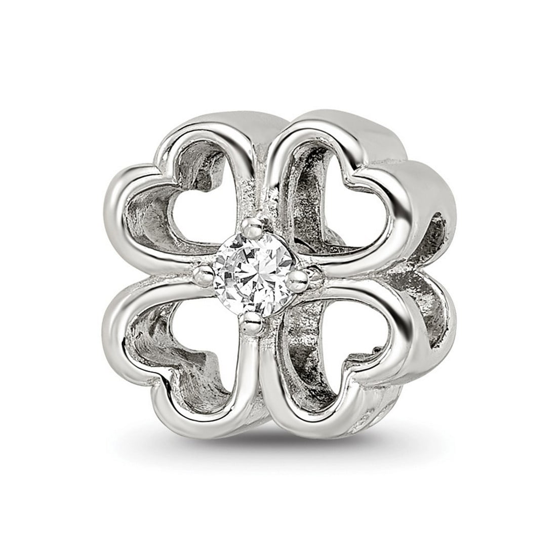 925 Sterling Silver Polished Artisan Oxidized Reflections Four Leaf ...