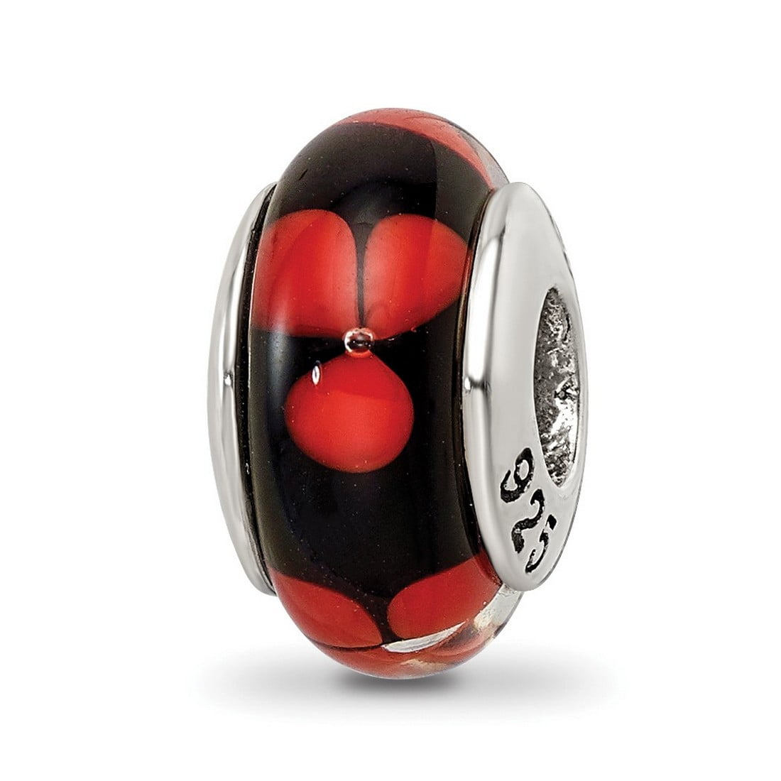925 Sterling Silver Polished Artisan Oxidized Reflections Red Black ...