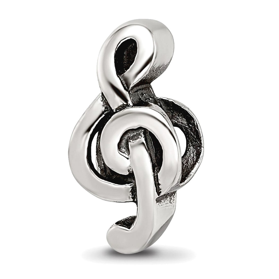 925 Sterling Silver Polished Artisan Oxidized Reflections SimStars Treble Clef Bead Charm 14 ...