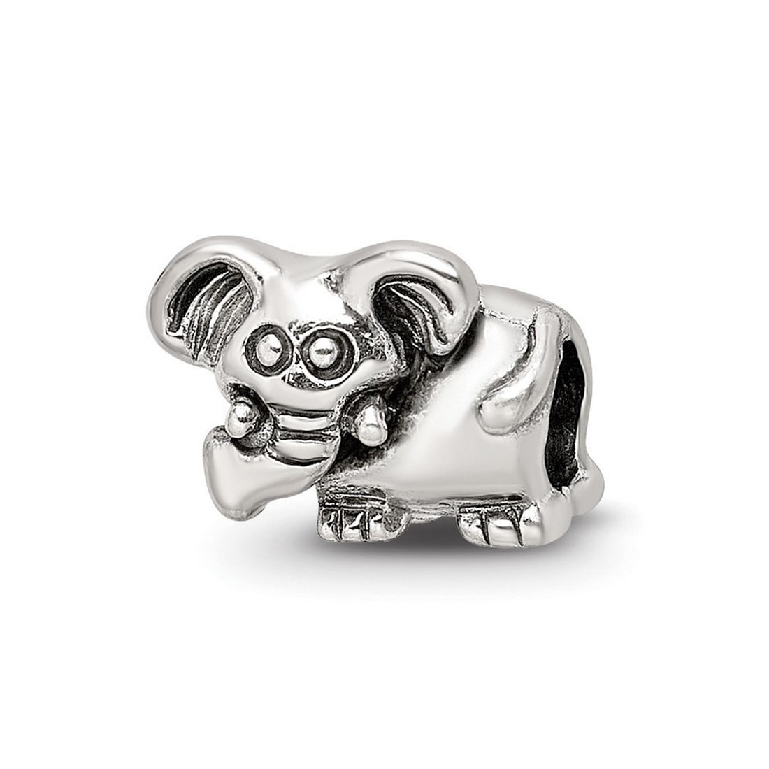 925 Sterling Silver Polished Artisan Oxidized Reflections Teen Elephant ...