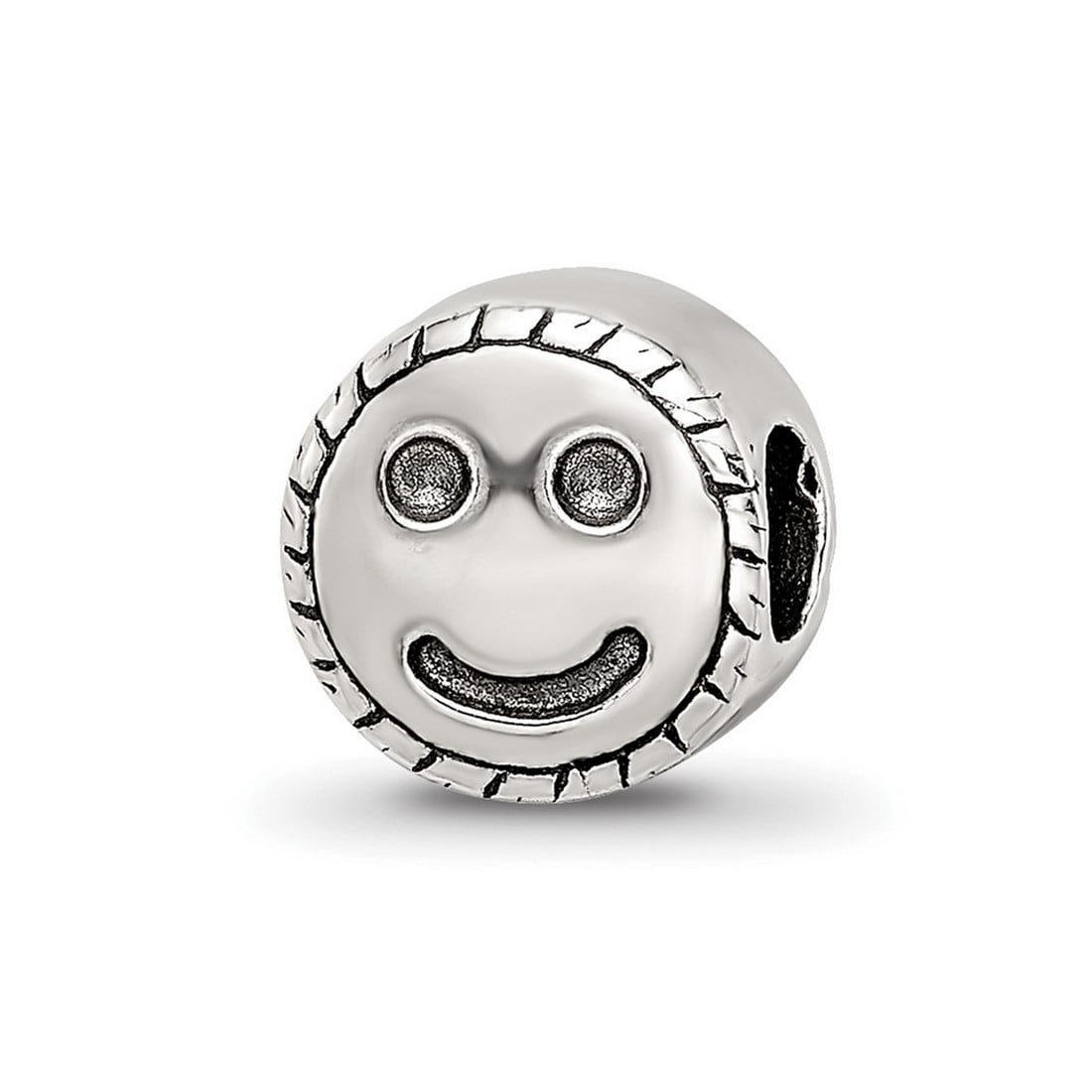 925 Sterling Silver Polished Artisan Oxidized Reflections Teen Smiley ...