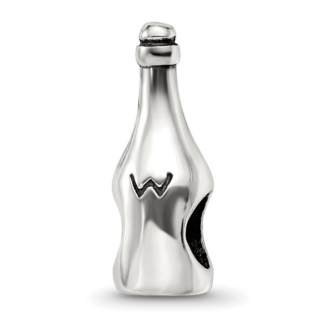 925 Sterling Silver Polished Artisan Oxidized Reflections Wine Bottle ...