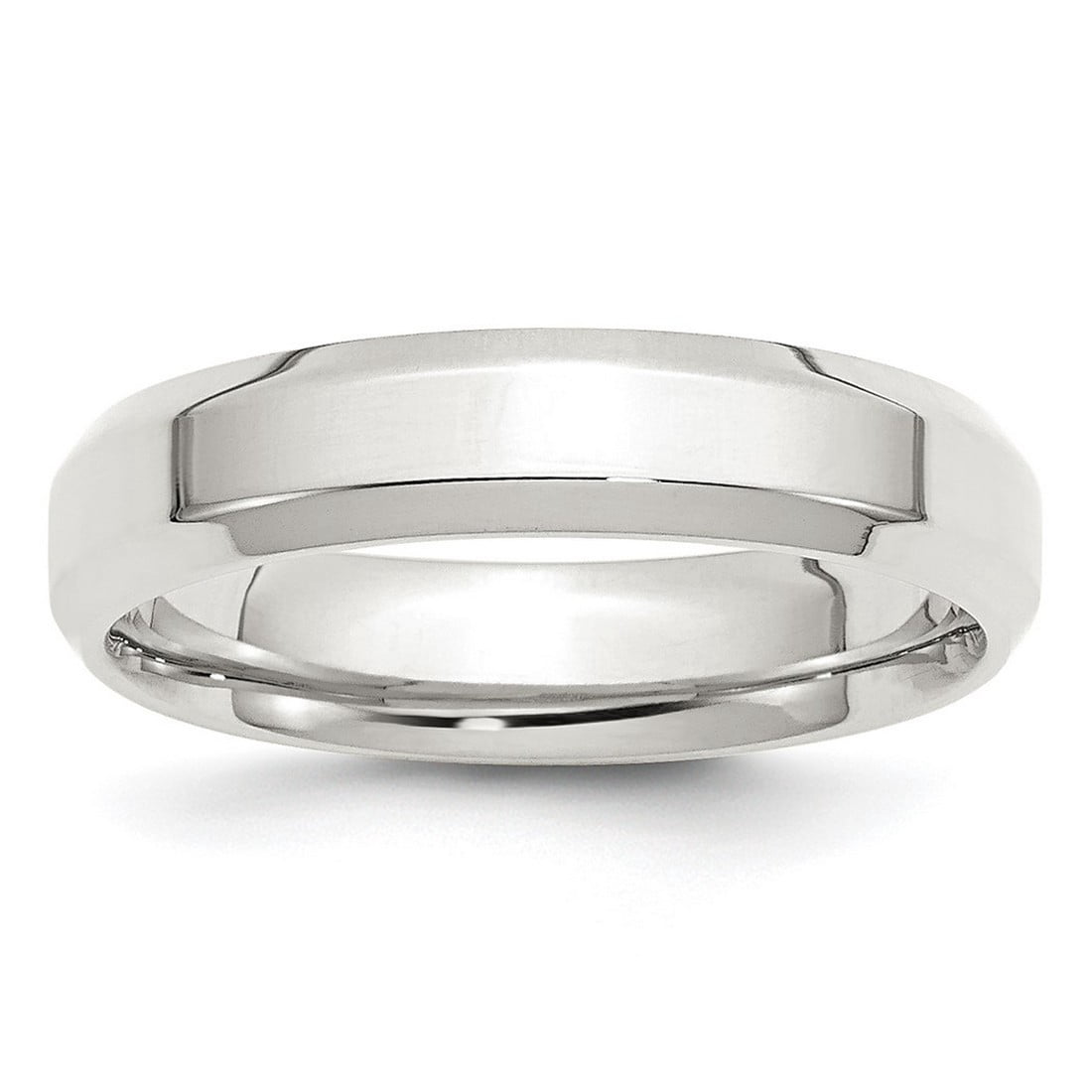 925 Sterling Silver Polished Beveled Edge 5mm Bevel Edge Size 7.5 Band ...