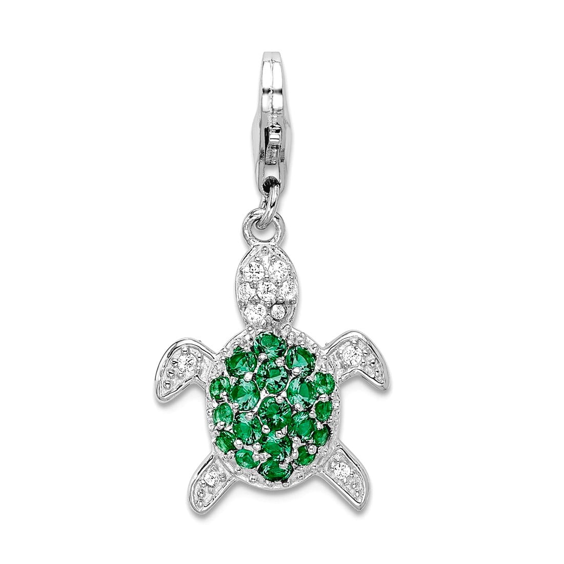 925 Sterling Silver Polished Fancy Lobster Closure Green and Clear ...