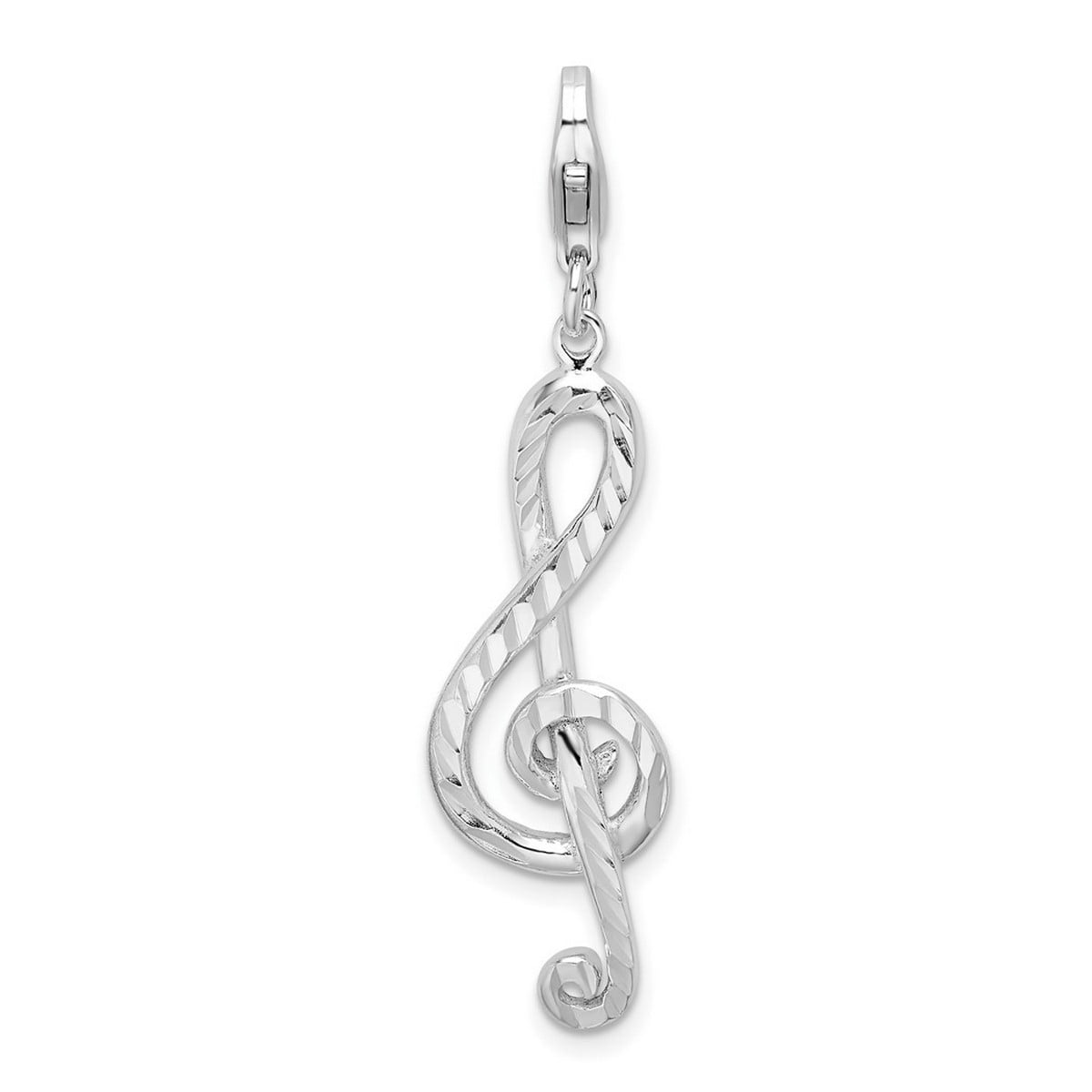 925 Sterling Silver Polished Fancy Lobster Closure Sparkle Cut Treble ...