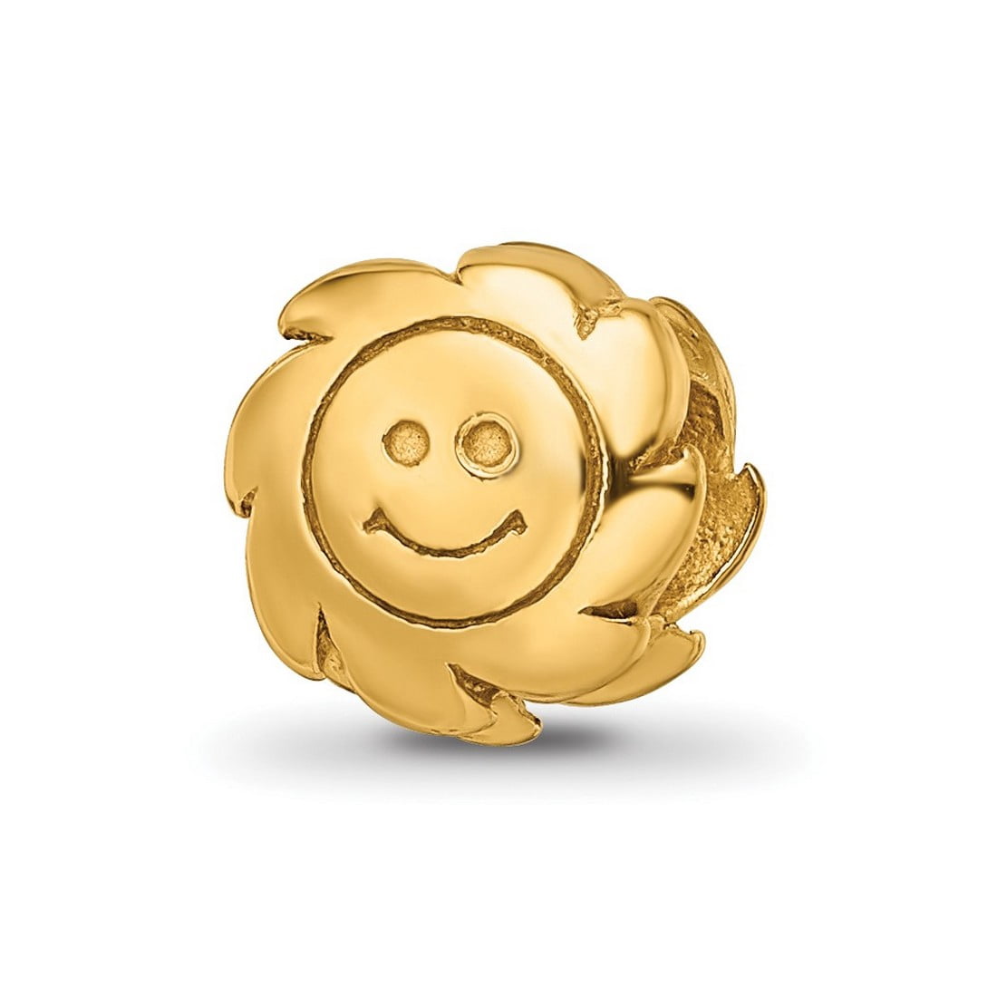 925 Sterling Silver Polished Gold Plated Reflections Smiling Sun Bead ...