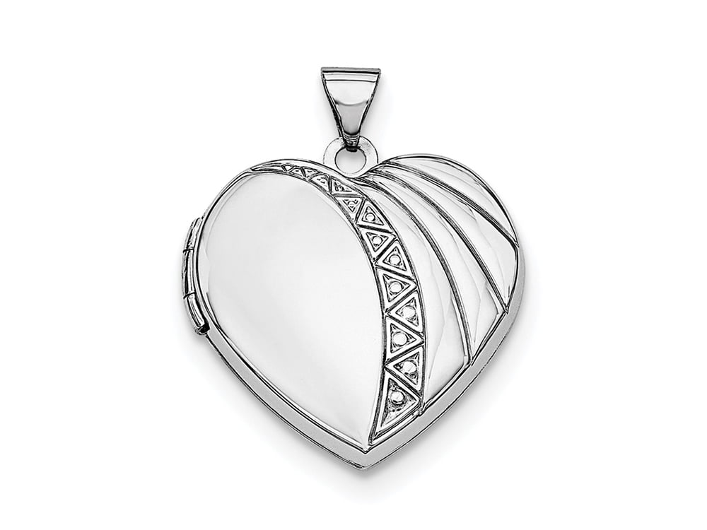 925 Sterling Silver Polished Holds 2 photos 21mm Love Heart Locket ...