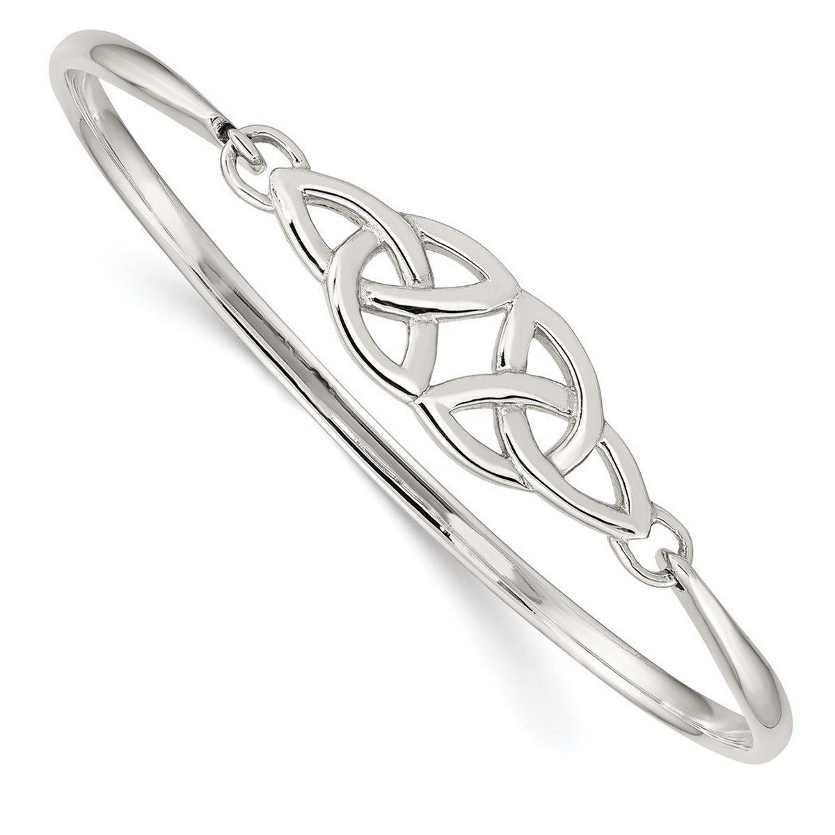 925 Sterling Silver Polished Irish Claddagh Celtic Trinity Knot Bangle ...