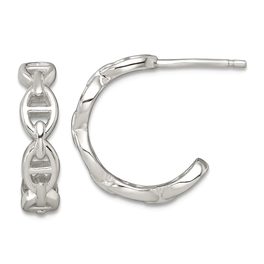 925 Sterling Silver Polished Nautical Ship Mariner Anchor Link Post C ...
