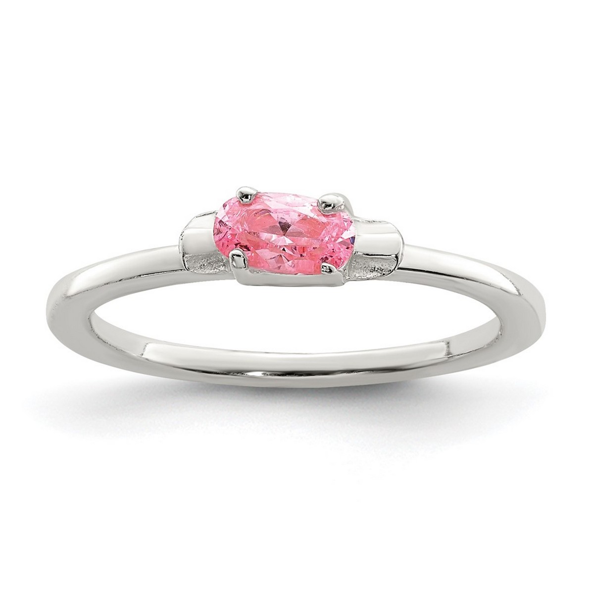 925 Sterling Silver Polished Pink CZ Cubic Zirconia Simulated Diamond ...