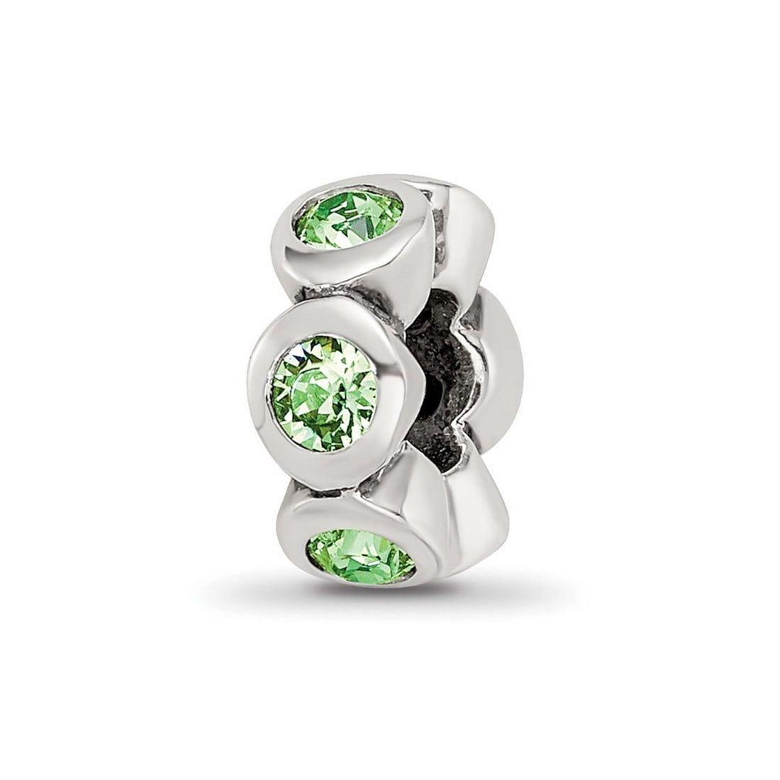 925 Sterling Silver Polished Reflections August Crystal Bead Charm ...
