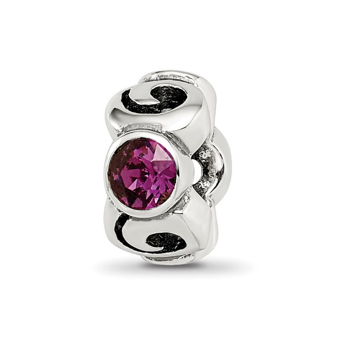 925 Sterling Silver Polished Artisan Oxidized Reflections Feb Crystal ...