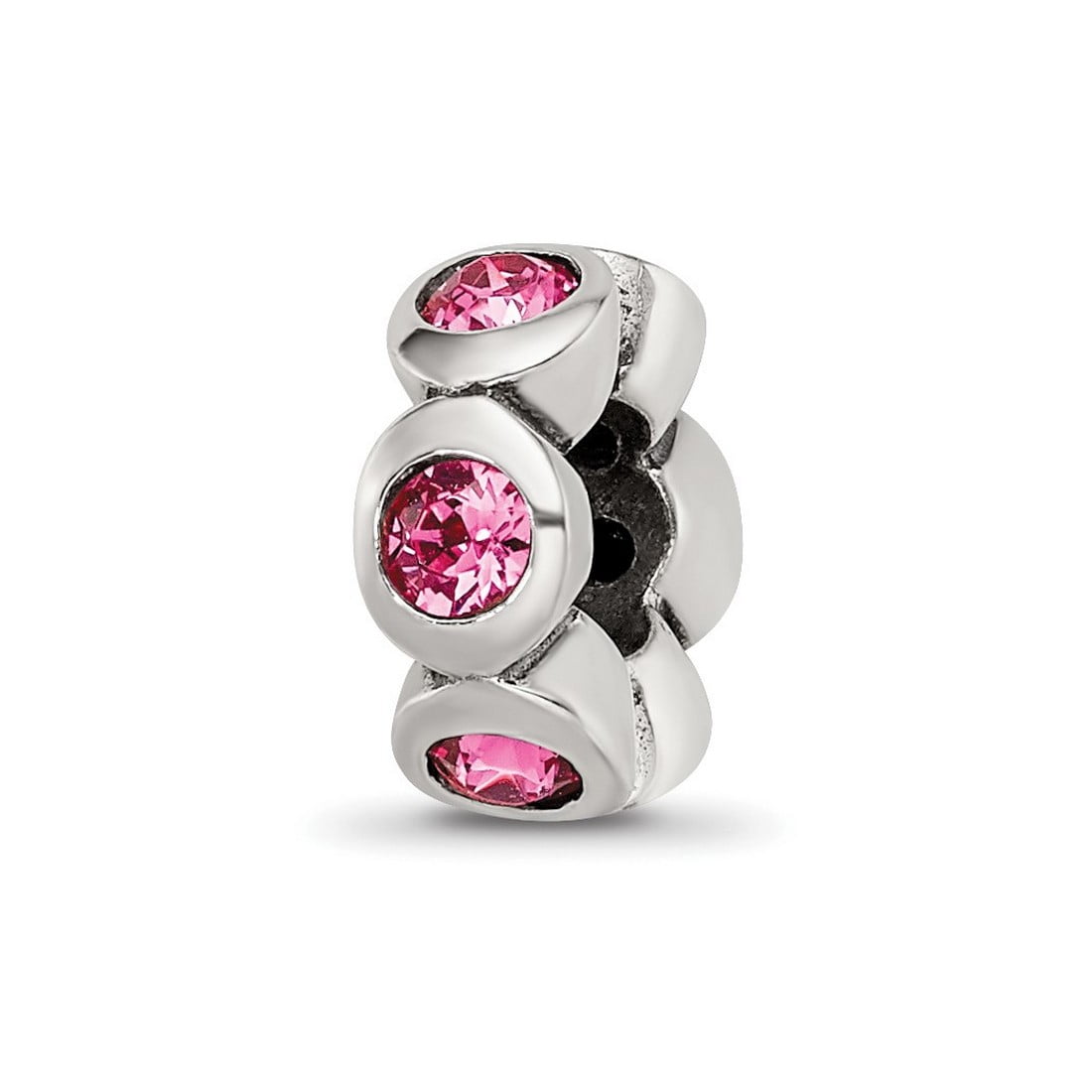 925 Sterling Silver Polished Reflections October Crystal Bead Charm 10 ...