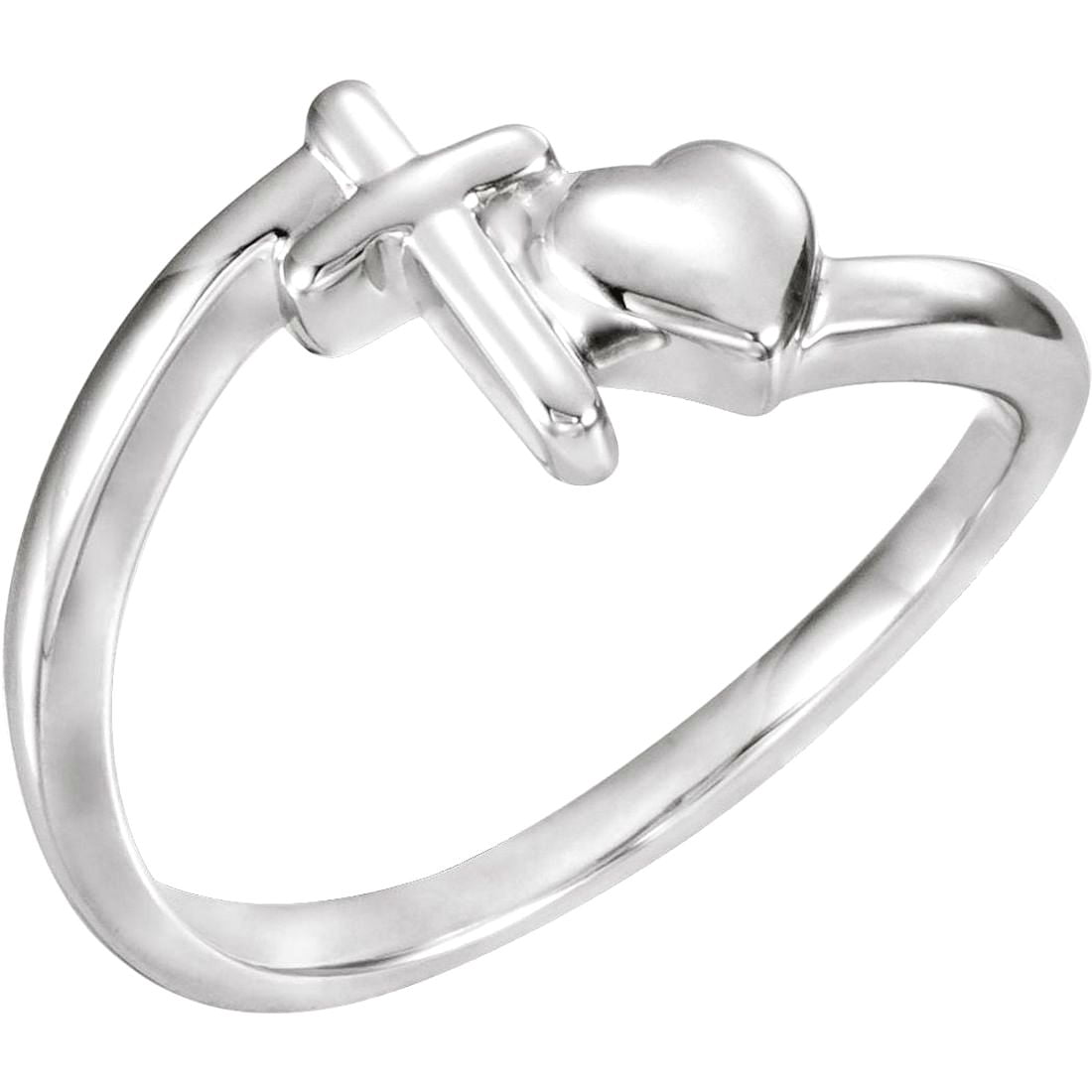 925 Sterling Silver Polished Religious Faith Cross/Love Heart Chastity ...