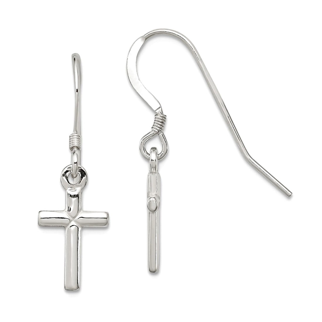 925 Sterling Silver Polished Shepherd hook Religious Faith Cross Long ...