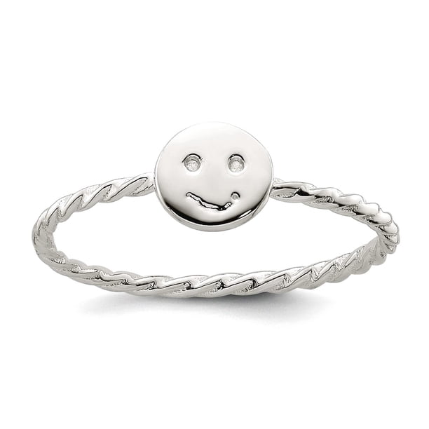 925 Sterling Silver Polished Smiley Face Twisted Ring Size 7 Band Style ...