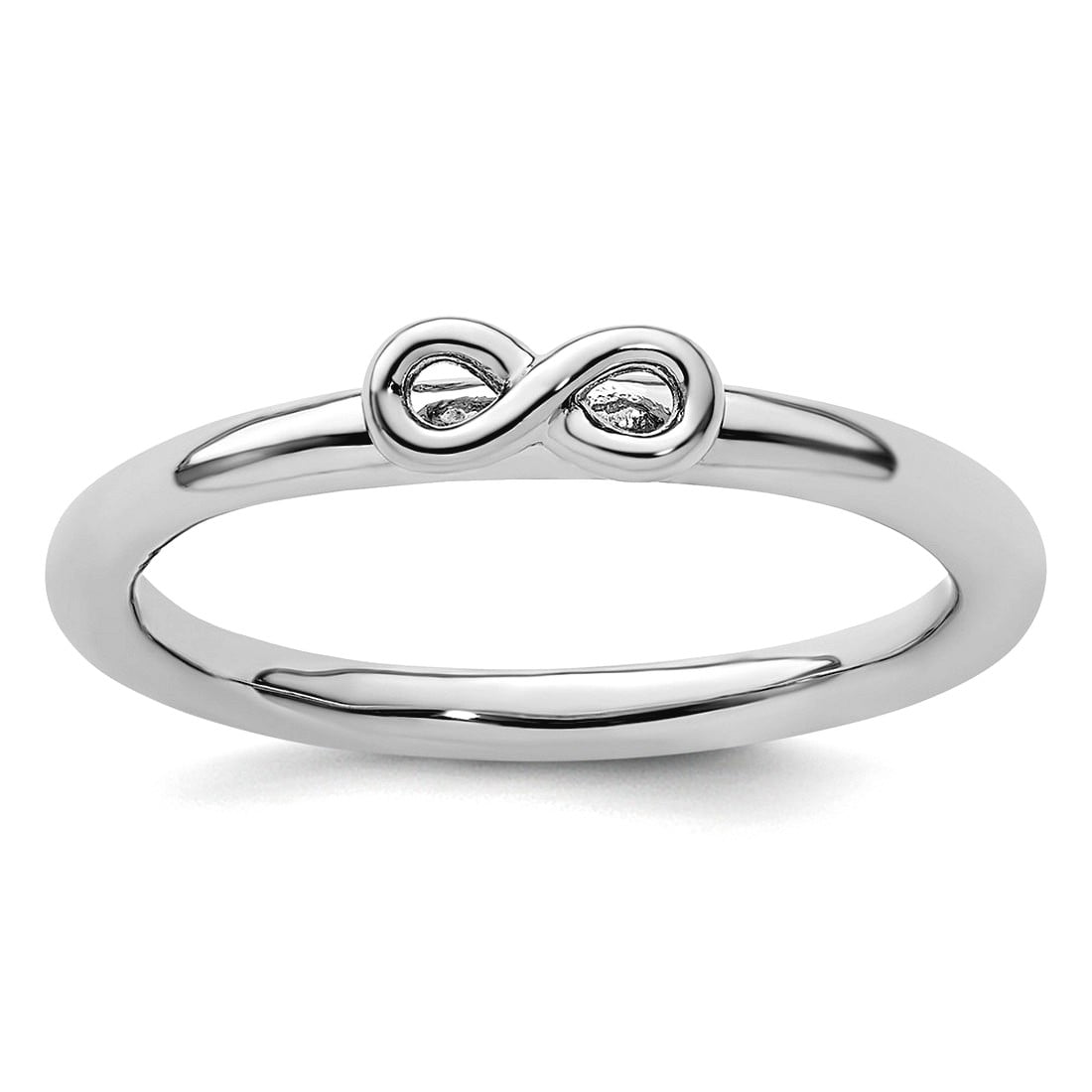 925 Sterling Silver Polished Stackable Rhodium Infinity Symbol Ring ...