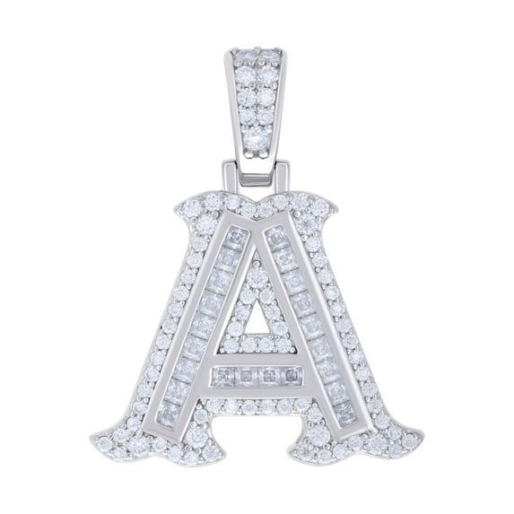 925 Sterling Silver Princess Moissanite Block Letter A Initial Pendant ...