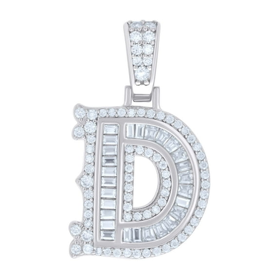 925 Sterling Silver Princess Moissanite Block Letter D Initial Pendant ...