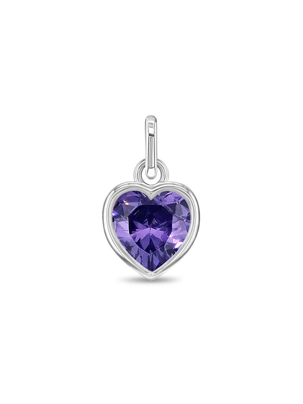 925 Sterling Silver Purple Simulated Amethyst Heart Love Charm For ...