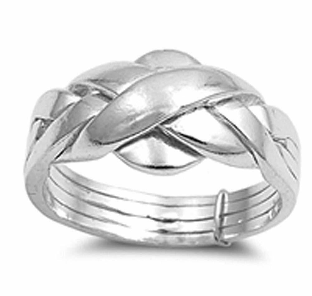.925 Sterling Silver Puzzle Braid New Ring Polished 925 Band 11mm Sizes ...