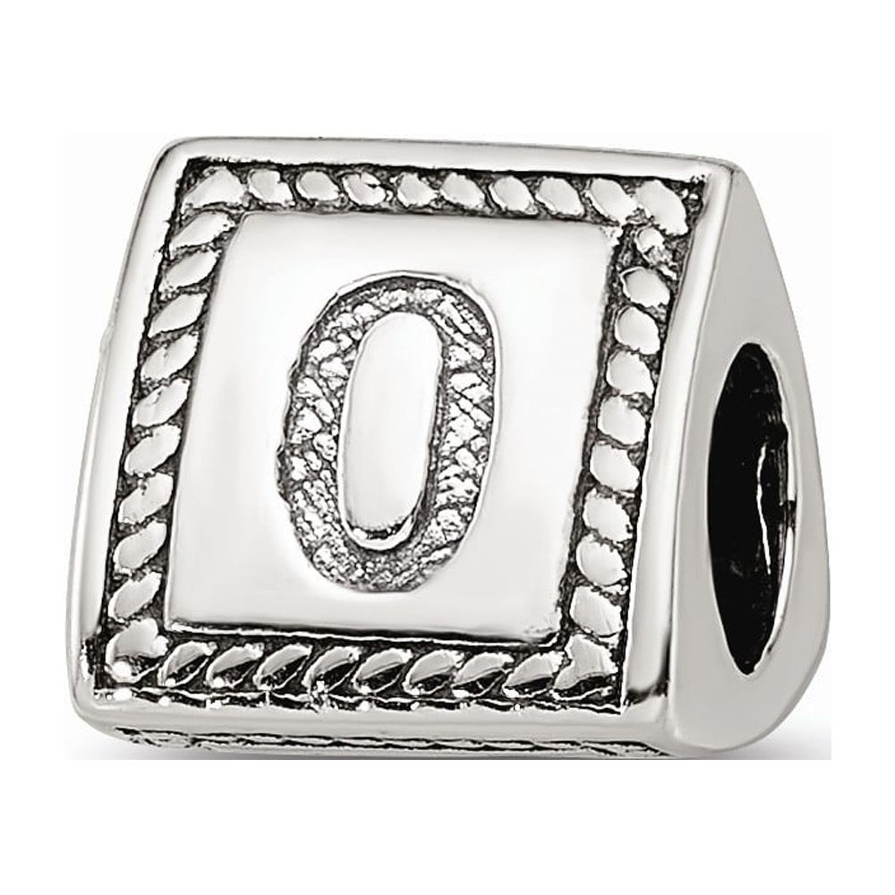 925 Sterling Silver Reflections Number 0 Triangle Block Bead; for ...