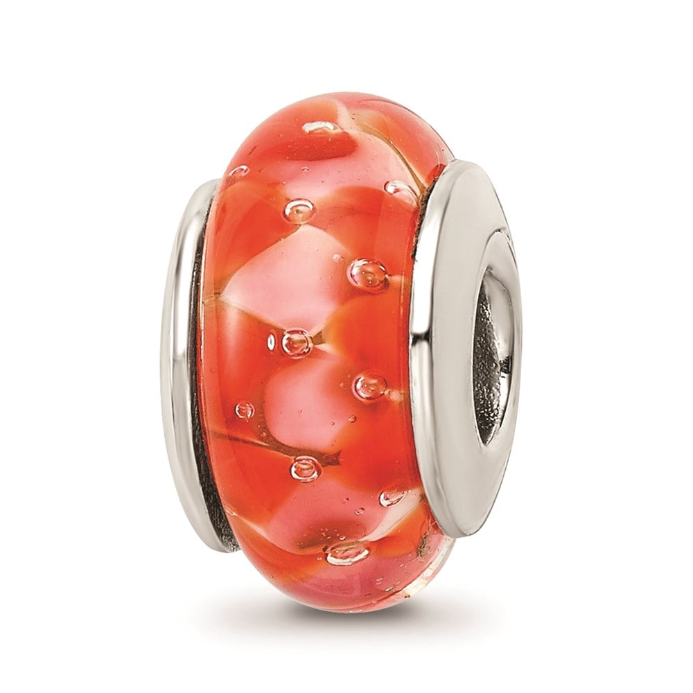 925 Sterling Silver Reflections Orange Hand-Blown Glass Bead Charm ...