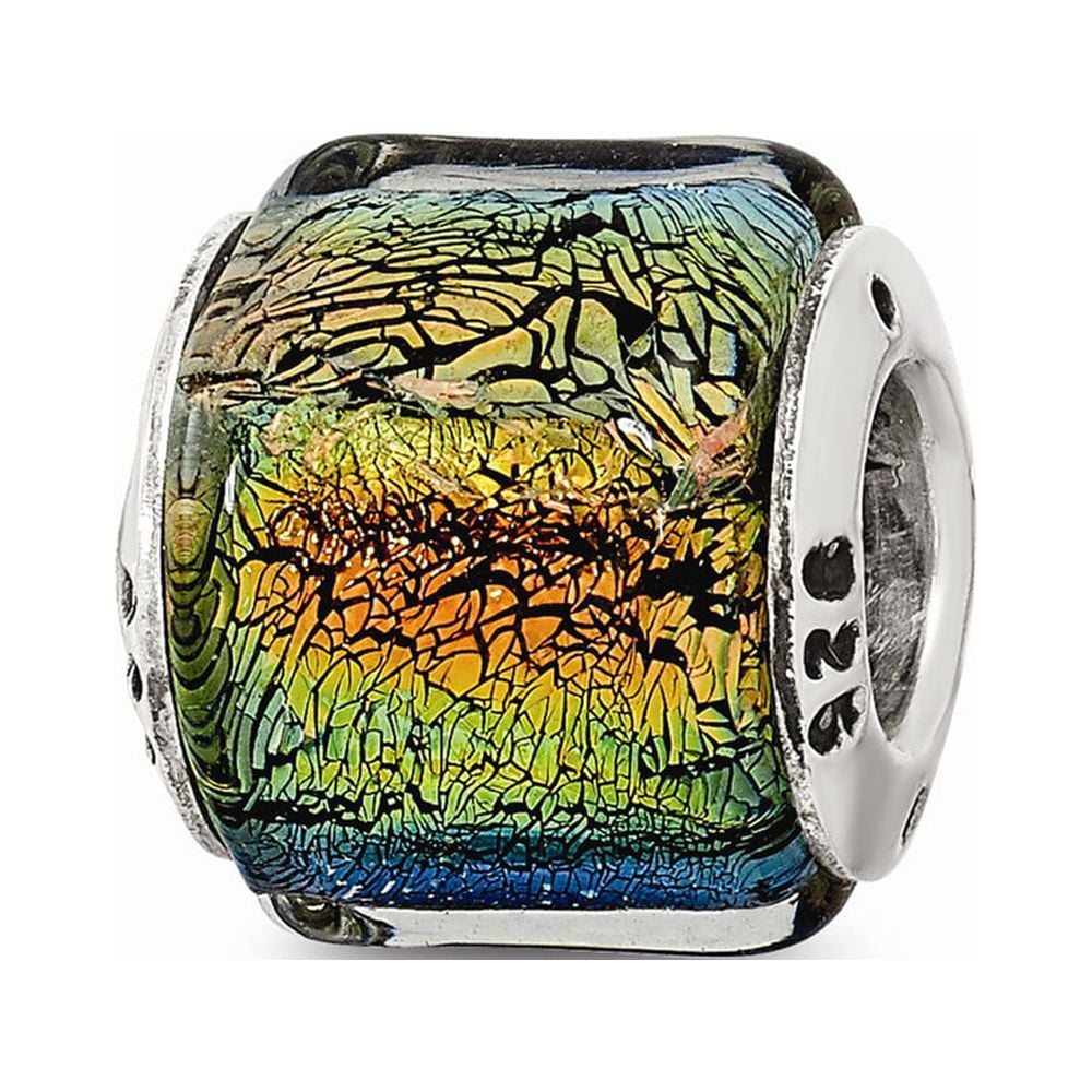 925 Sterling Silver Reflections Rainbow Dichroic Glass Bead; for Adults ...