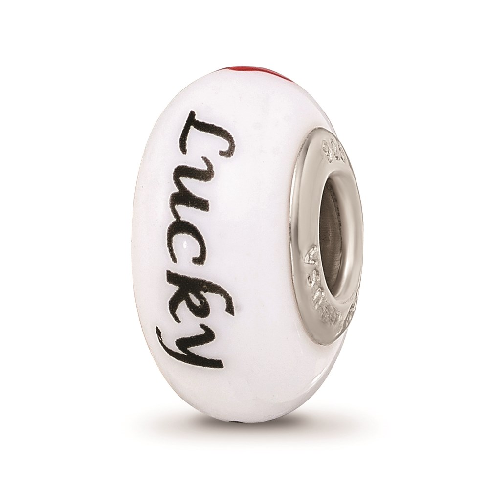 925 Sterling Silver Reflections White Hand Painted Lucky Suit Fenton ...