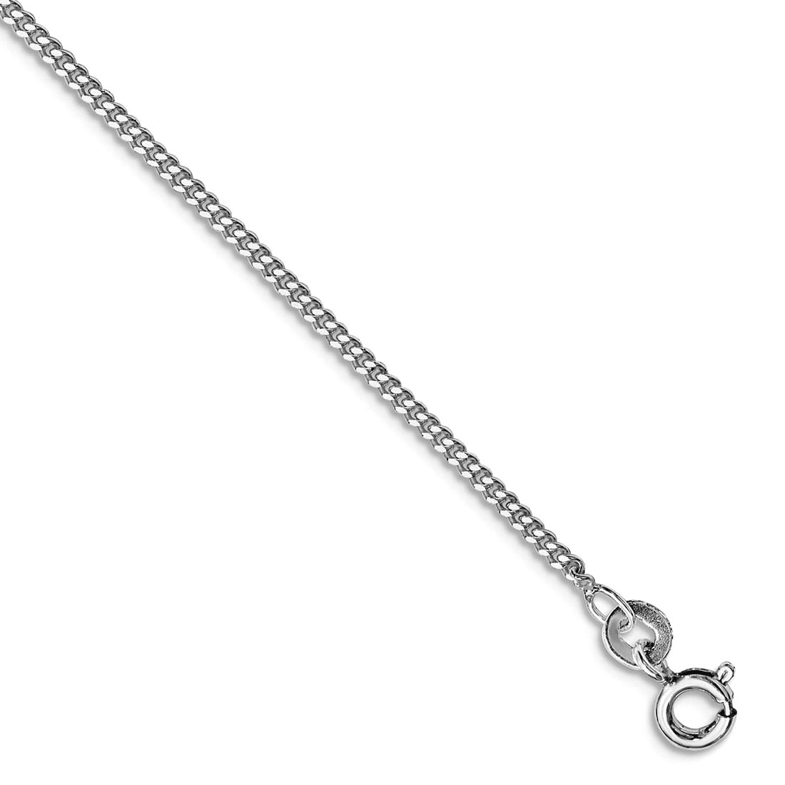 925 Sterling Silver Rhodium Plated 1.5mm Curb Chain Anklet 10 Inch ...