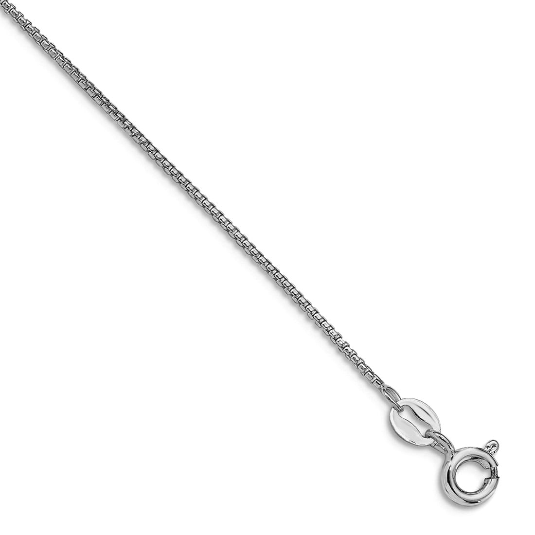 925 Sterling Silver Rhodium Plated 1mm Round Box Chain Necklace 24 Inch ...