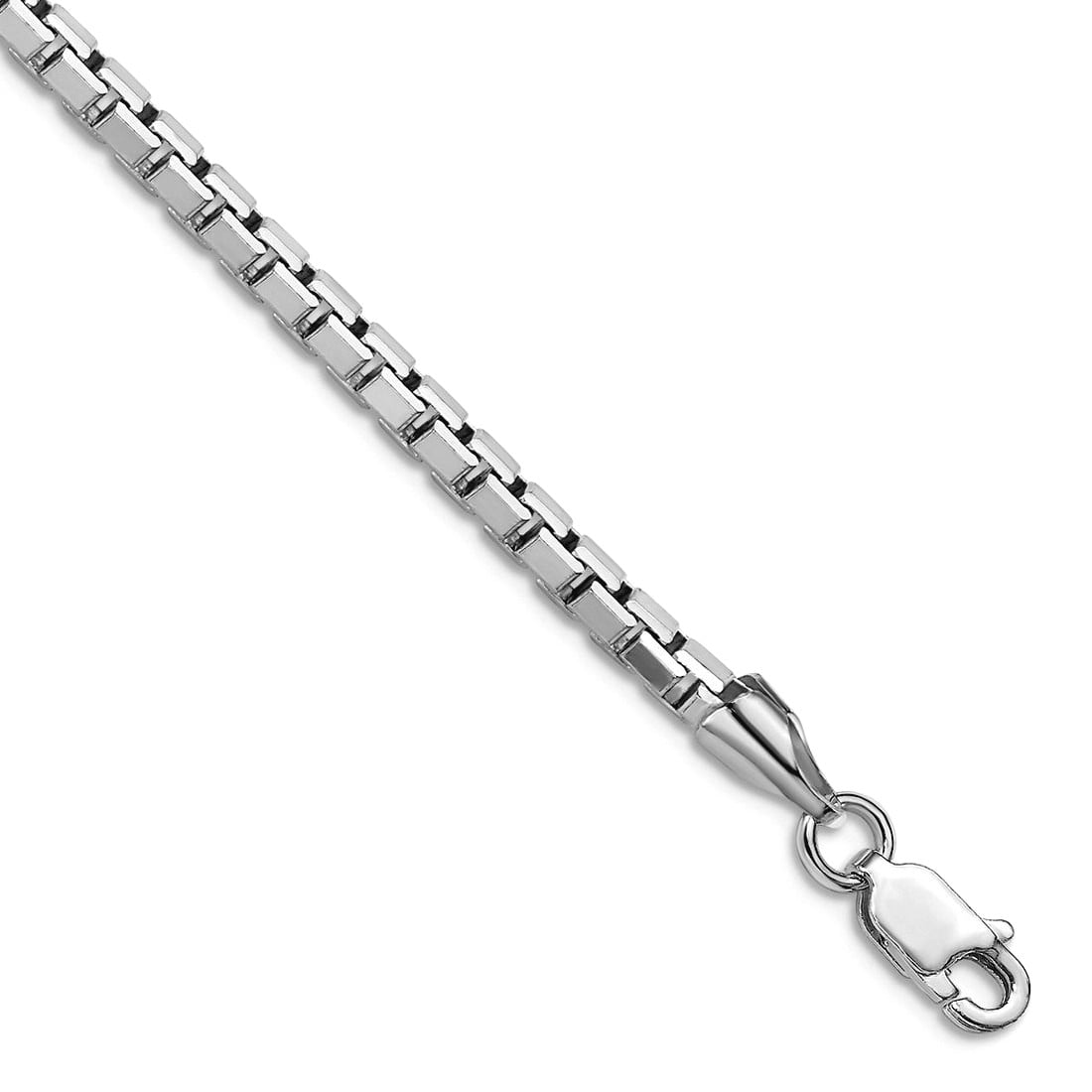 925 Sterling Silver Rhodium Plated 2.9mm 8 Sided Sparkle Cut Box Chain ...