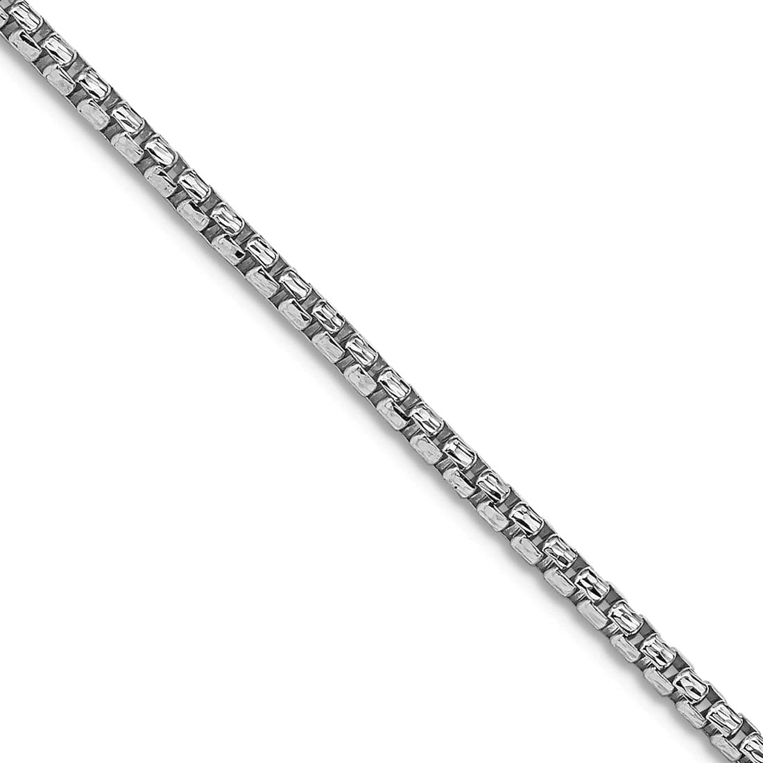 925 Sterling Silver Rhodium Plated 2mm Sparkle-Cut Round Box Chain ...