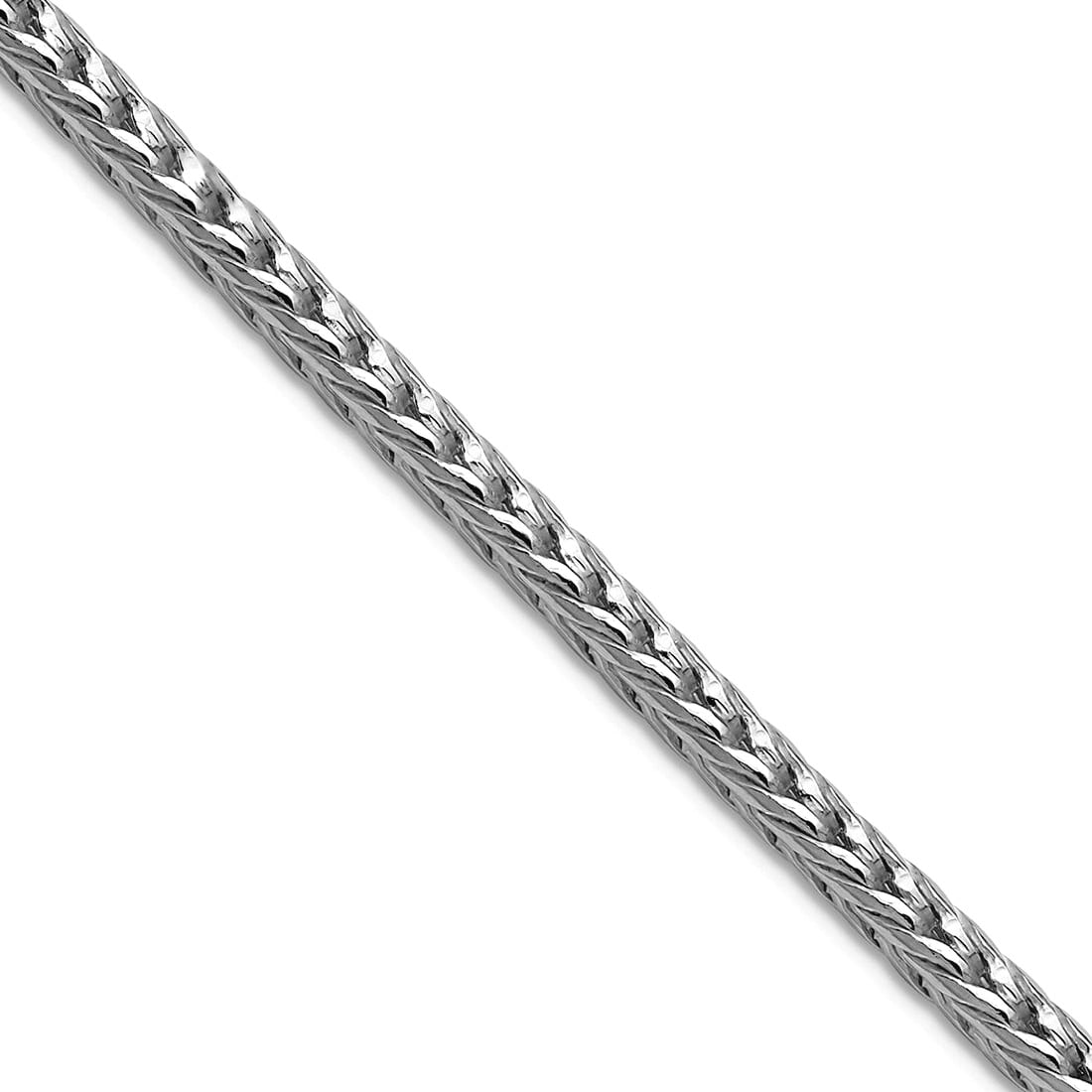 925 Sterling Silver Rhodium Plated 3.4mm Sparkle Cut Round Franco Chain ...