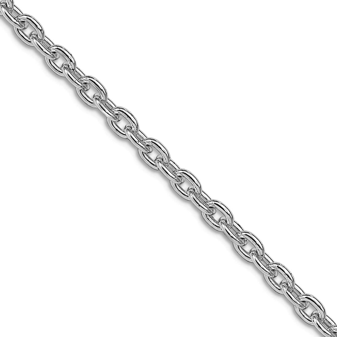 925 Sterling Silver Rhodium Plated 3.5mm Cable Chain Necklace 24 Inch ...