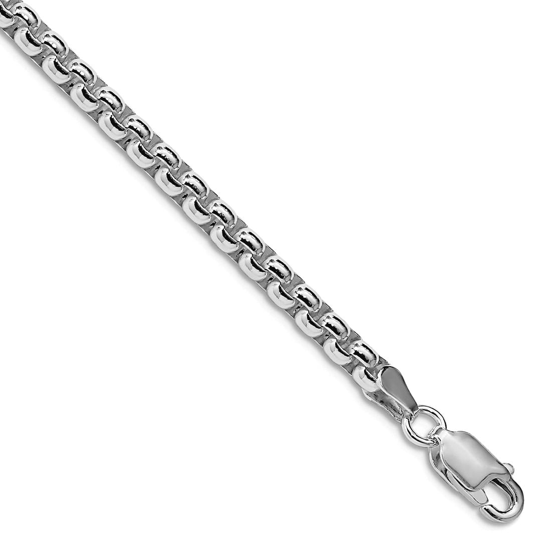925 Sterling Silver Rhodium Plated 3.6mm Round Box Chain Necklace 30 ...