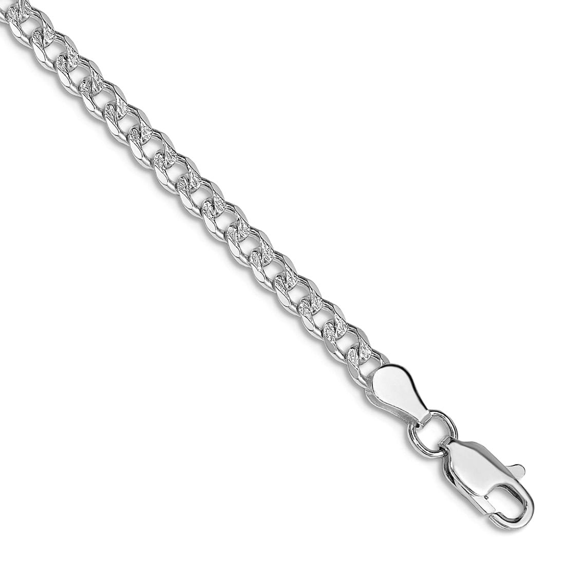 925 Sterling Silver Rhodium Plated 3.8mm Pave Curb Chain Bracelet 7 ...