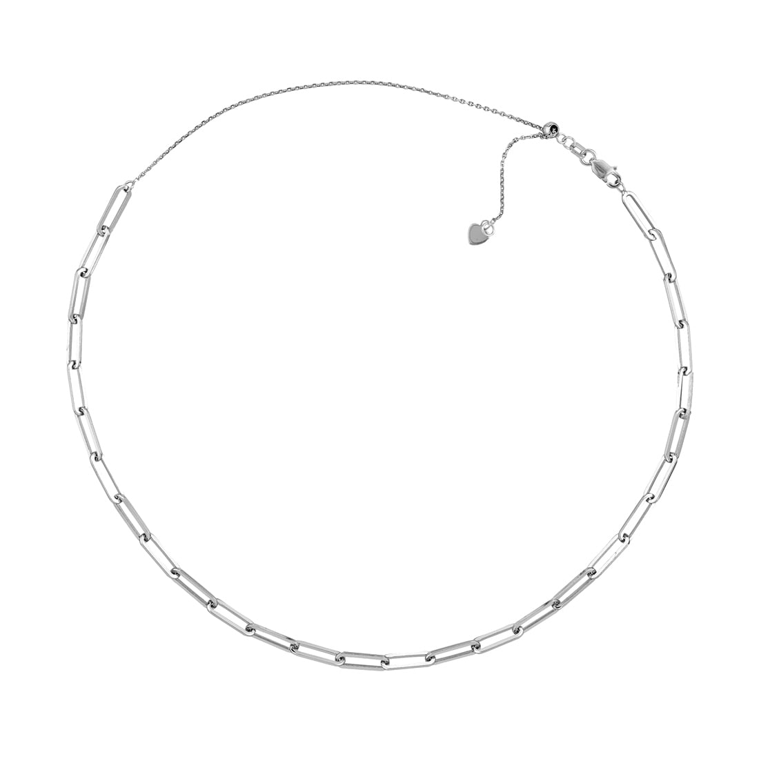 925 Sterling Silver Rhodium Plated 3.9mm Flat Wire Long Link Adjustable ...