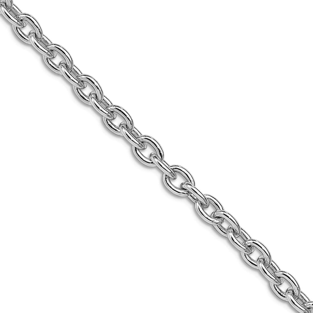 925 Sterling Silver Rhodium Plated 4.5mm Cable Chain Necklace 28 Inch ...