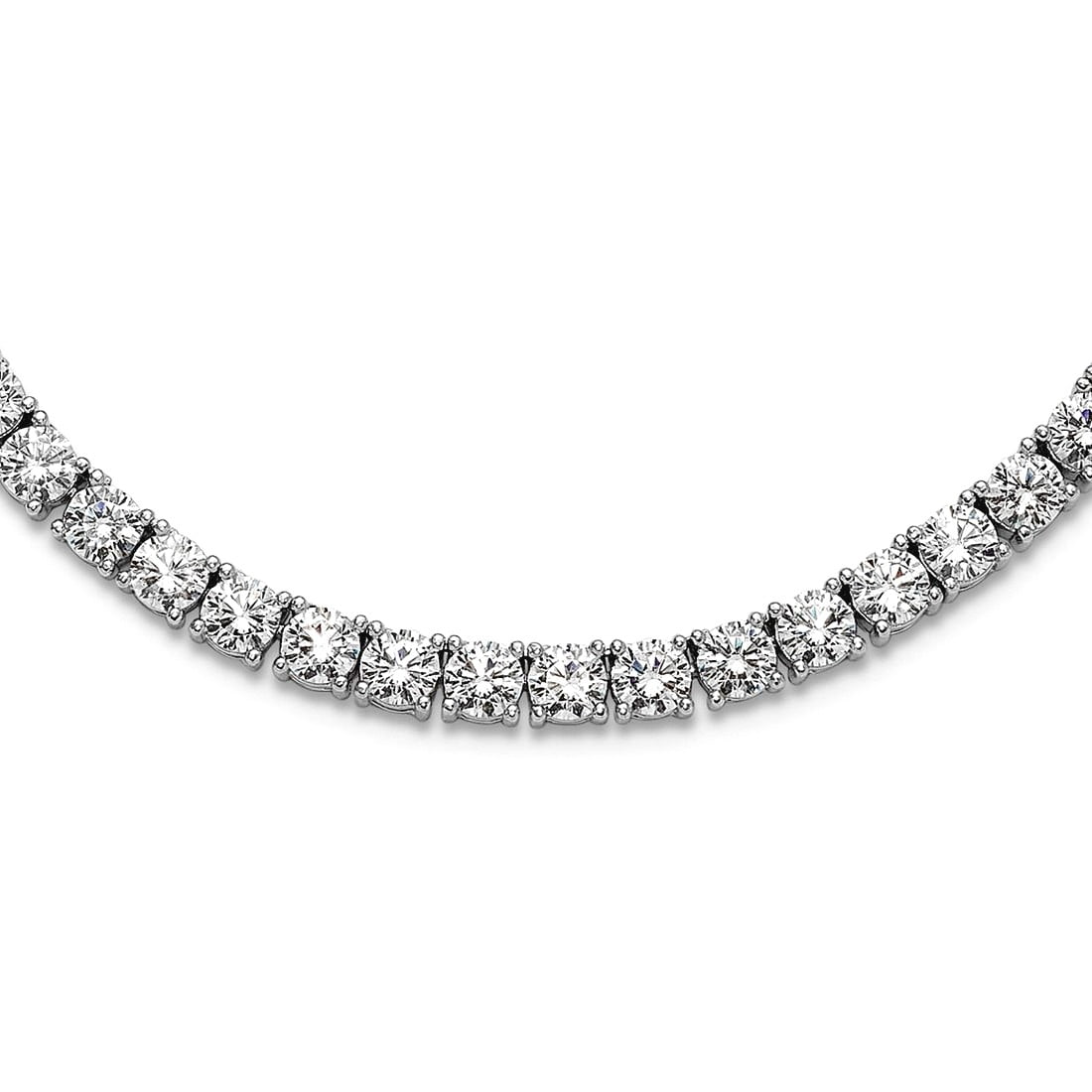 925 Sterling Silver Rhodium Plated 4mm Cubic Zirconia Tennis Necklace ...