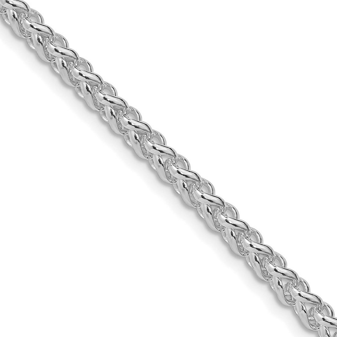 925 Sterling Silver Rhodium Plated 4mm Round Spiga Chain Necklace 16 ...