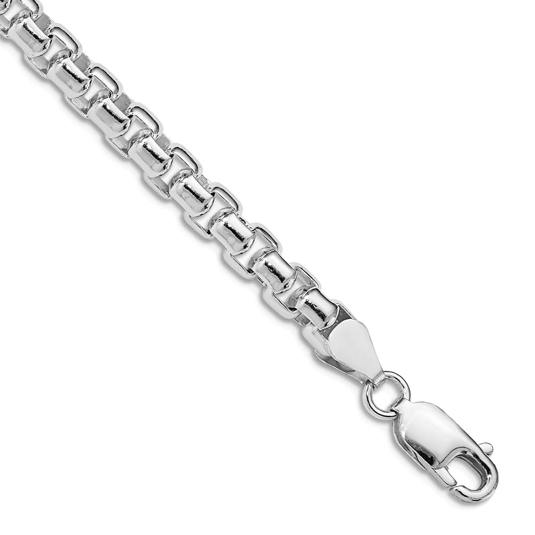 925 Sterling Silver Rhodium Plated 5.2mm Round Box Chain Necklace 26 ...