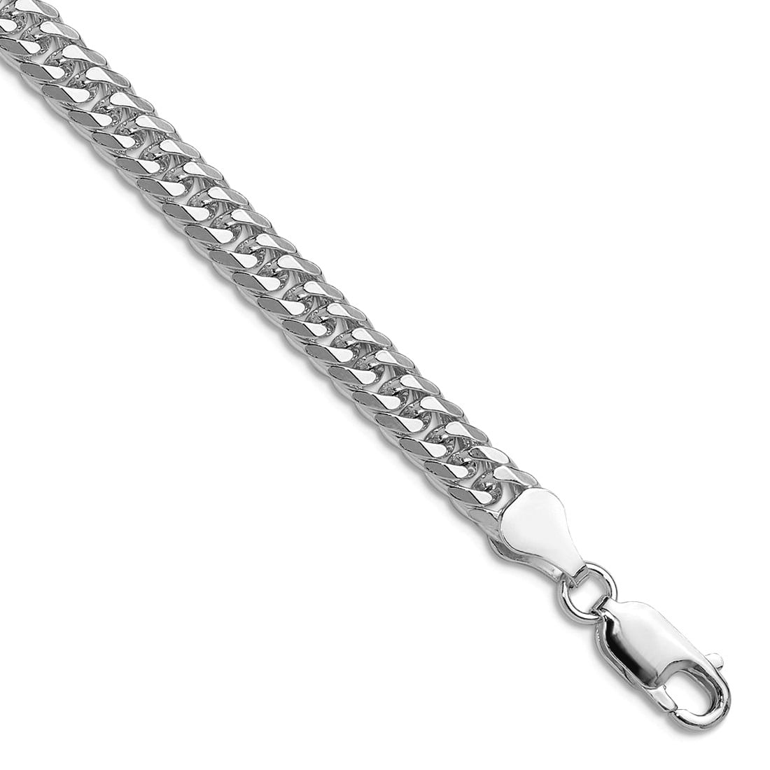 925 Sterling Silver Rhodium Plated 5.7mm Double Sparkle-Cut Curb Chain ...