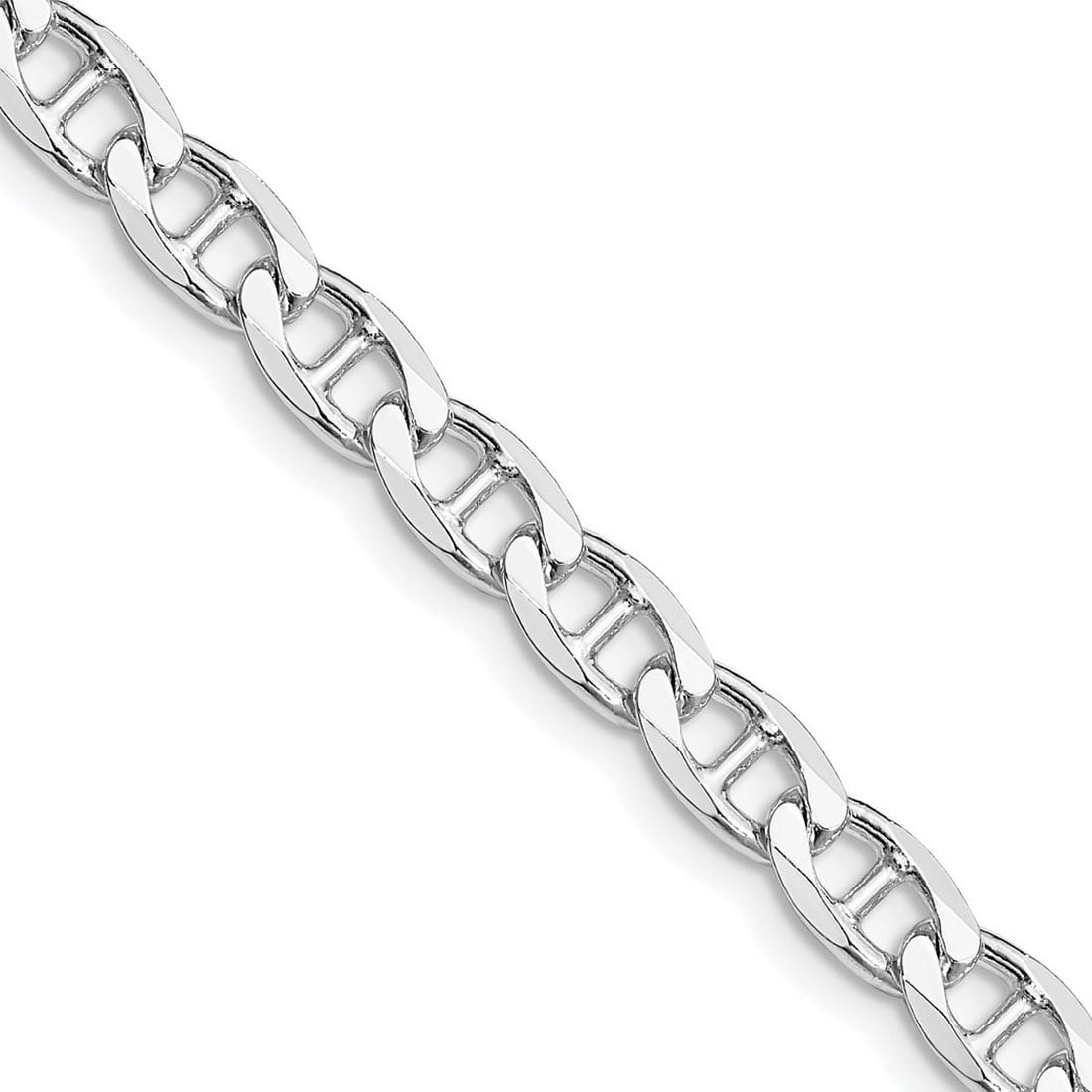 925 Sterling Silver Rhodium Plated 5.7mm Flat Comfort Curb Nautical ...