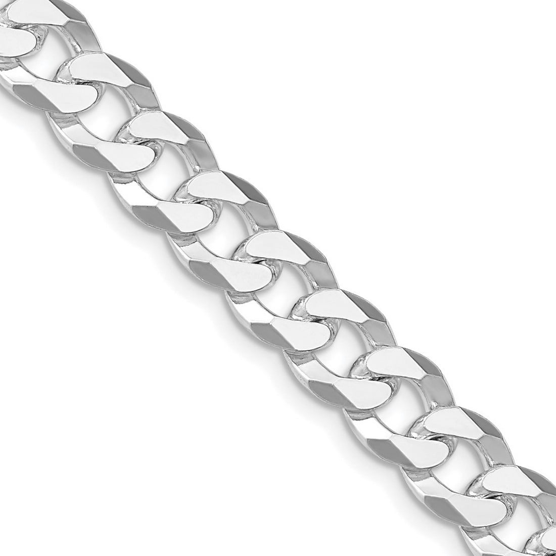 925 Sterling Silver Rhodium Plated 8.5mm Beveled Curb Chain Necklace 26 ...