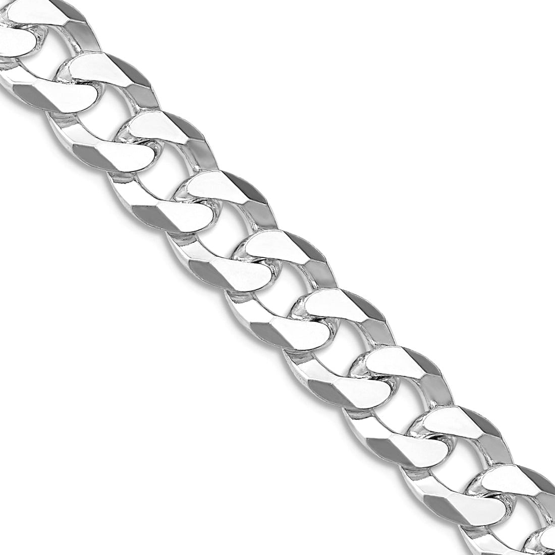 925 Sterling Silver Rhodium Plated 8.5mm Beveled Curb Chain Necklace 26 ...